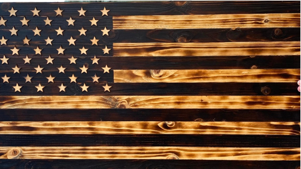 American Flag Art Wood Wood American Flag Wall Decor With Black Frame