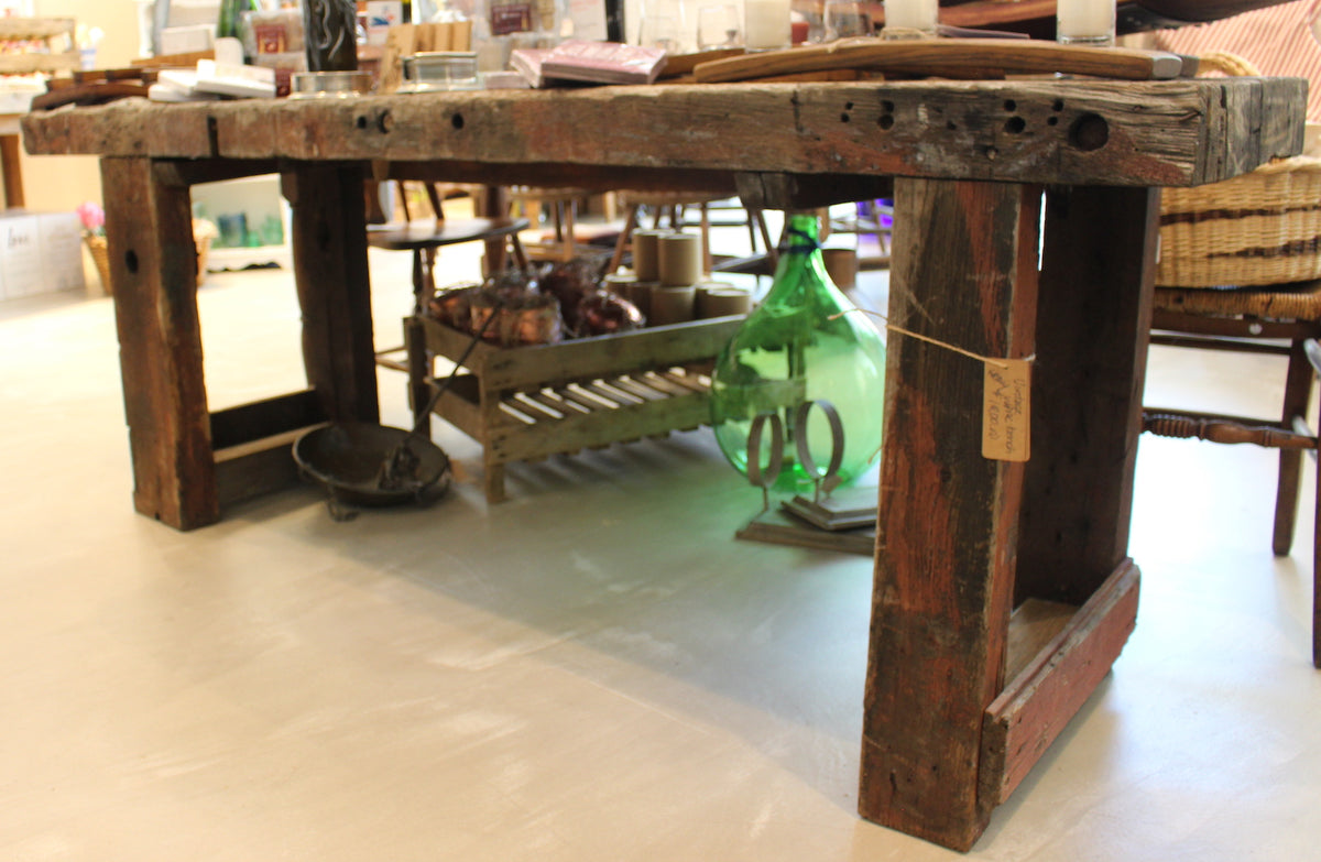 Rustic Reclaimed Wood Trestle Table – The Bennington Napa Valley, Inc